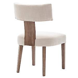 RIVOVA Mid Century Modern Dining Chairs Set of 6 Linen Fabric Upholstered Side Chairs, Modern Kitchen Armless Parson Chairs Solid Wood Dining Chairs, Beige