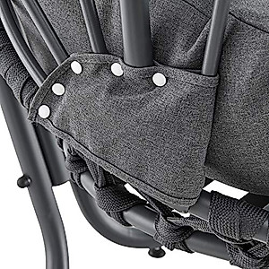 Barton Deluxe Hanging Chair Grey w/Canopy Sun Shade Deep Cushion Lounge Seating Outdoor Indoor Patio Bedroom Hanging Swinging