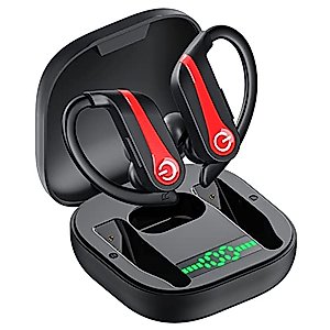 GOSCIEN Ear Buds Wireless Bluetooth Earbuds 50Hrs Playtime Bluetooth 5.1 with Wireless Charging Case IPX7 Waterproof Wireless Bluetooth Earphones with Earhook for Sports