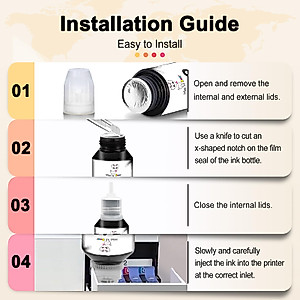 Miss Deer Compatible 290 Ink Refill Bottles Replacement for Canon GI290 GI-290 Refill Ink Kit for Canon PIXMA G4210 G3200 G4200 G2200 G1200 Megatank Printers (2 Black 1 Cyan 1 Magenta 1 Yellow) 5-Pack
