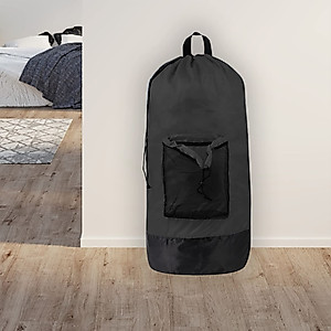 Laundry Bag Backpack with Shoulder Straps and Mesh Pocket Clothes Hamper Bag with Drawstring Closure for College, Travel, Laundromat, Apartment (Charcoal Grey)