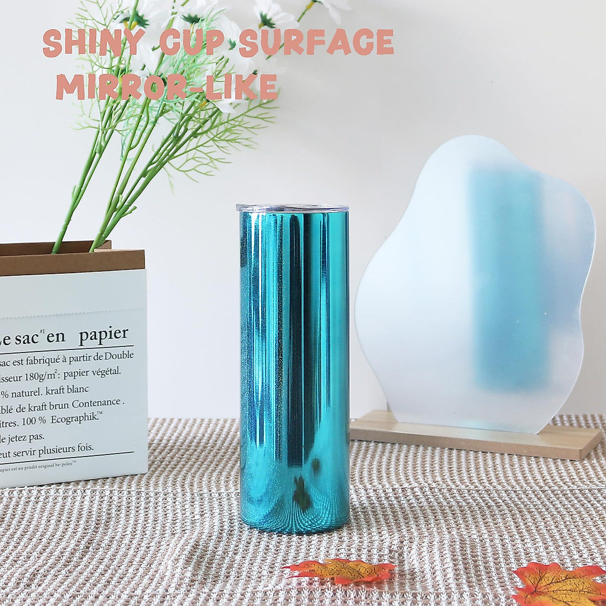 VEVELU 25 Pack 20 oz Stainless Steel Mirror Surface Glitter Sublimation Tumbler Blank with Straws Double Wall Insulated