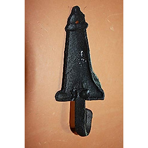 Antiqued Look Lighthouse Bath Hooks Bronze Look Cast Iron, 6", Set of 2, N-56B