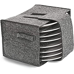 Felt Plate Storage Containers for Caravan, Camping Dish Holder Bag for 8 Plates, Camping Tableware Storage Felt Bag, Motorhome Cupboard Storage Kitchen Accessories, Reduce Noise