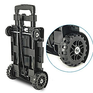 ZHJINGYU Folding Hand Truck,Foldable Utility cart with 4 Wheels & 2 Elastic Ropes,Foldable Dolly cart,Backpack Trolley,Luggage Platform Truck,Travel,Moving,Shopping,Small,Lightweight for Women