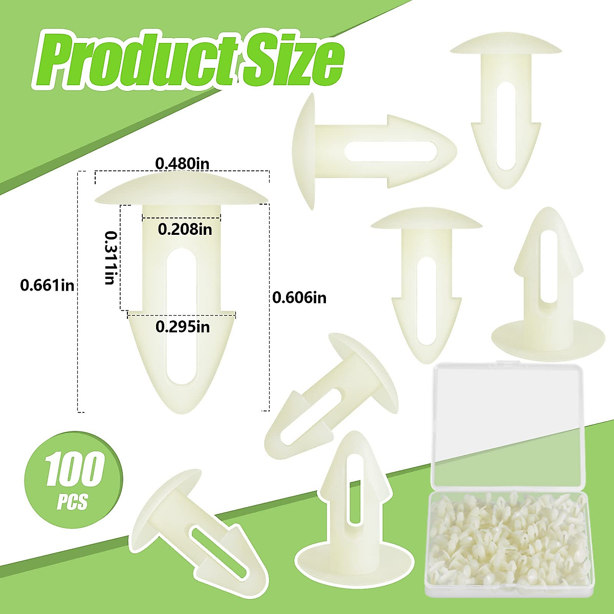 100 Pcs Strapping Rivets 15/64 Inch Hole Patio Strapping Fasteners for Patio Furniture Repair Webbing Lawn Chair Lounge Accessories, 0.66 x 0.48 Inch (White)