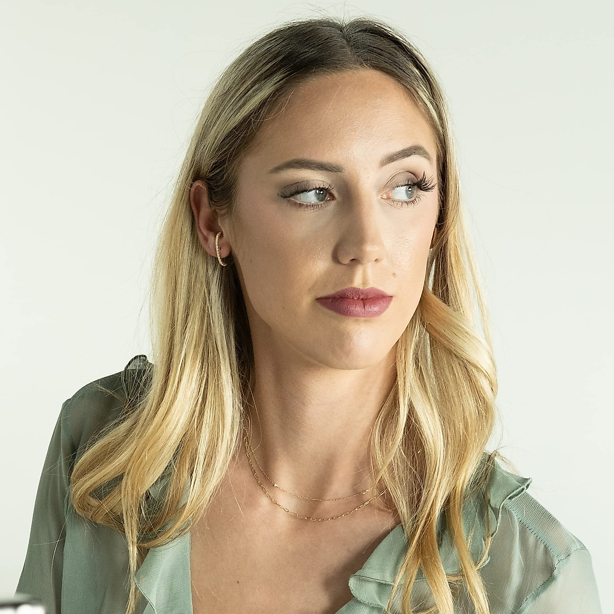 18K Gold Plated Sterling Silver Paved Gemstone Curved Bar Ear Cuffs Suspender Earrings CZ Huggie Earrings