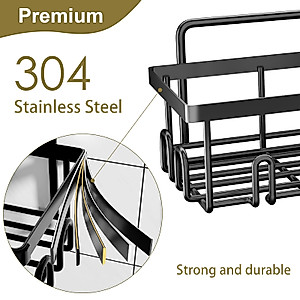 IKOLYS Shower Caddy 2 Packs, Bathroom Shower Organizer Adhesive Shower Basket, Rustproof Stainless Steel Bathroom Shower Storage and Home Decor, Shower Shelf for Bathroom and Kitchen - Black