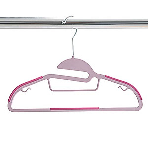 Simplify Kids 12 Pack Collar Ultimate Hangers, Non Slip Slim Space Savers, No More Stretching Baby Clothes, Pink, 3229-PINK