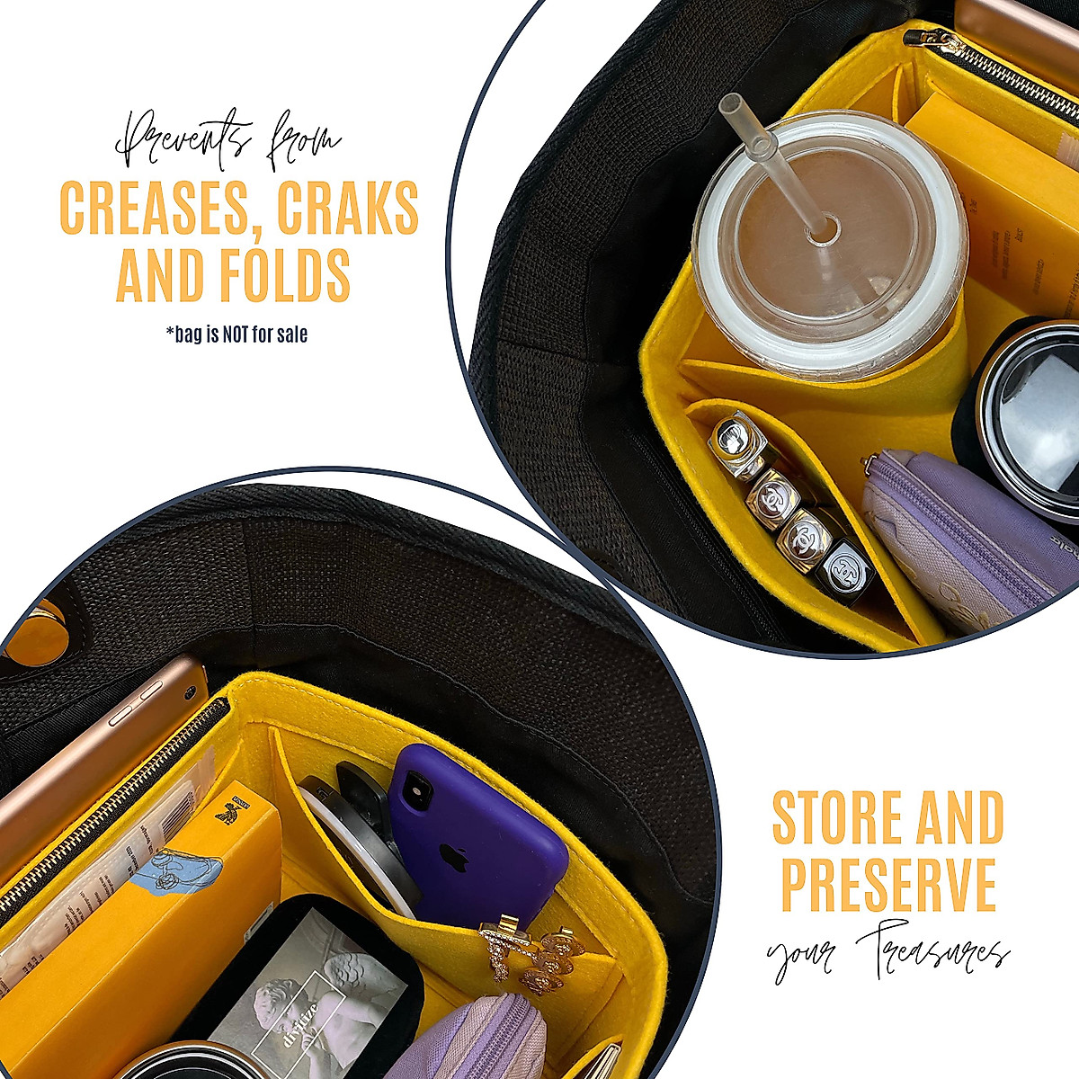 Deauville Tote Bag Organizer Large, Deauville Tote Bag Insert New Small, Customizable Premium Felt Handmade, Bag Organizer for Deauville Tote Medium (For Small Deauville, Bubblegum)