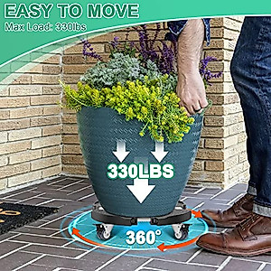 sanyi Plant Caddy with Wheels Heavy Duty, 15-21" Adjustable Plant Stand with Wheels, Large Plant Dolly Cart for Vertical Garden Tower, Vertical Planters, Patio Umbrella Base, Plant Pots, Trash Can