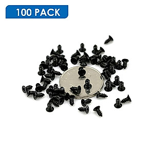 Small Screw, BLUELEC Antique Style Finish Wood Screws for Fastening Plank, Plastic Materials or Resin Plywood, 45° Flat Head, Phillips Drive, 100pcs, (2.5×6mm, 0.1×0.23inch, Black)