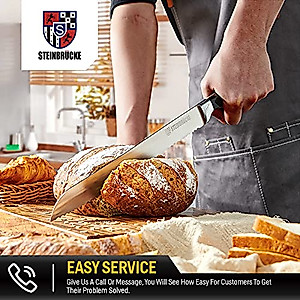 STEINBRÜCKE Bread Knife Serrated Bread Knife 10 Inch, Sharp Bread Slicing Knife of High Carbon German Steel, Bread Cutter for Homemade, Baking, Cake and Crusty Bread