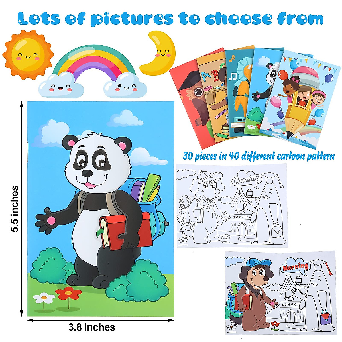 30 Pieces Coloring Book Bulk Kids 40 Different Coloring Book for Kindergarten School Classroom Graduation Activity Birthday Present First Day of School Party Favor Christmas Goodie Bag Stuffer Filler