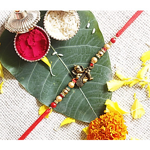 ARTISENIA Majestic Ganesha Playing Veena Rakhi for Brother Raksha Bandhan Rakhi Thread Bracelet Wrist bands for Loving Brother Sister