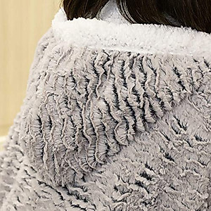 Vangao Wearable Blanket Hooded Throw Blanket Striped Fluffy Heavy Duty for Couch Chair Bed Sofa Oversized Hoodie Soft Winter Blanket Sherpa Reverse Cozy Xmas Decorations 50x70 Inch Brindle
