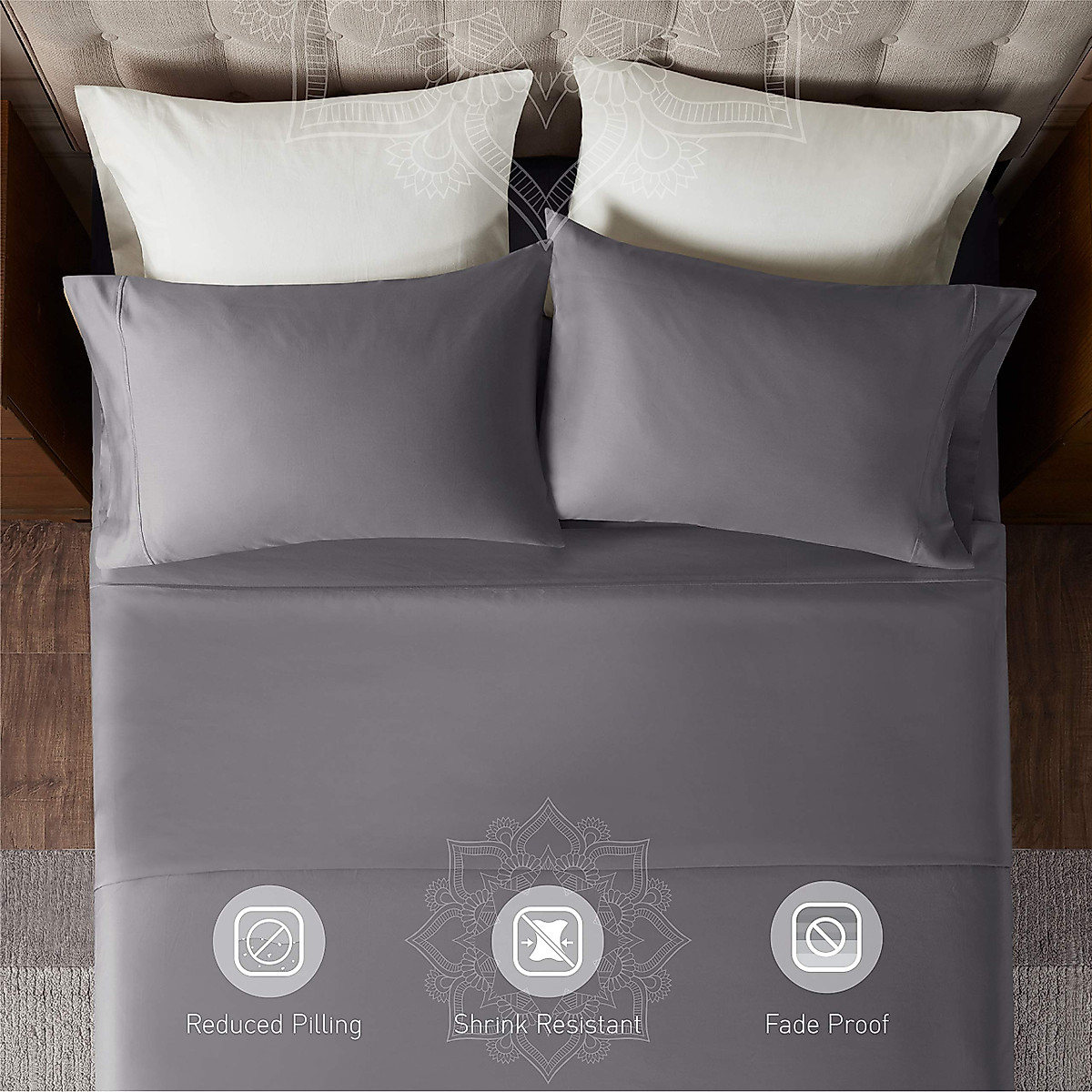 Hyde Lane 1000 Thread Count Cotton Pillowcases 2 Pack, Grey Pillow Cases Queen Size 20x30 inches, Soft and Durable Luxury, Wrinkle Resistant, Pilling Proof