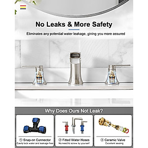 HOIGY Brushed Nickel Widespread Bathroom Faucet, 2 Handles Waterfall Faucet, Bathroom Faucets for Sink 3 Hole, 8 Inch Solid Brass Bathroom Sink Faucets for Vanity Lavatory Restroom with Pop Up Drain