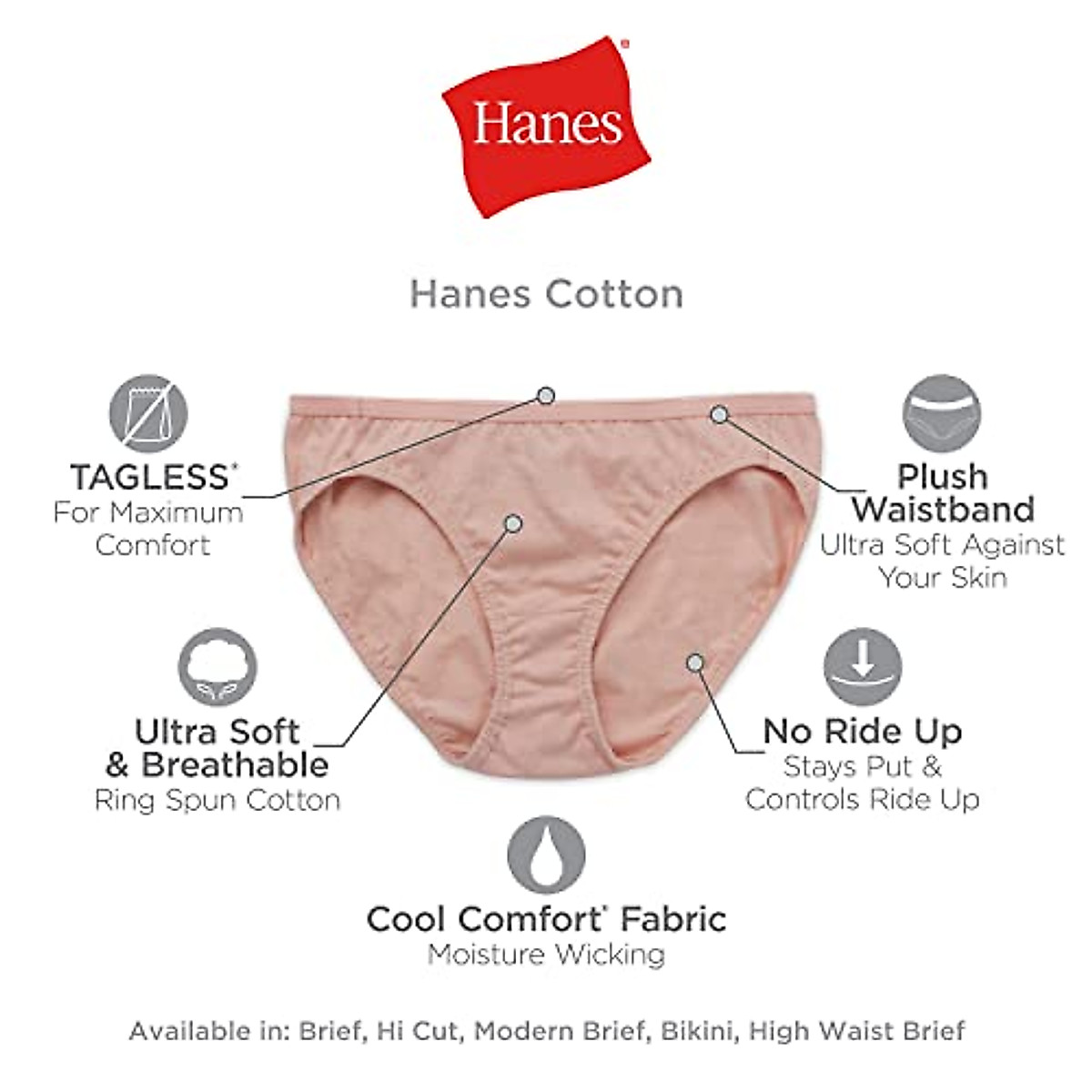 Hanes womens Cotton briefs underwear, 10 Pack - Hi Cut Assorted 1, 6 US