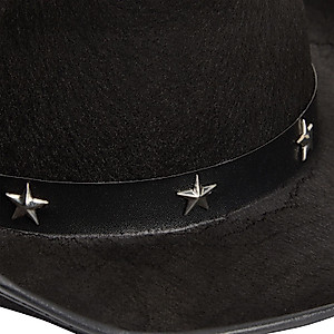 Zodaca Black Cowboy Hat for Men with Silver Star Studs (One Size)