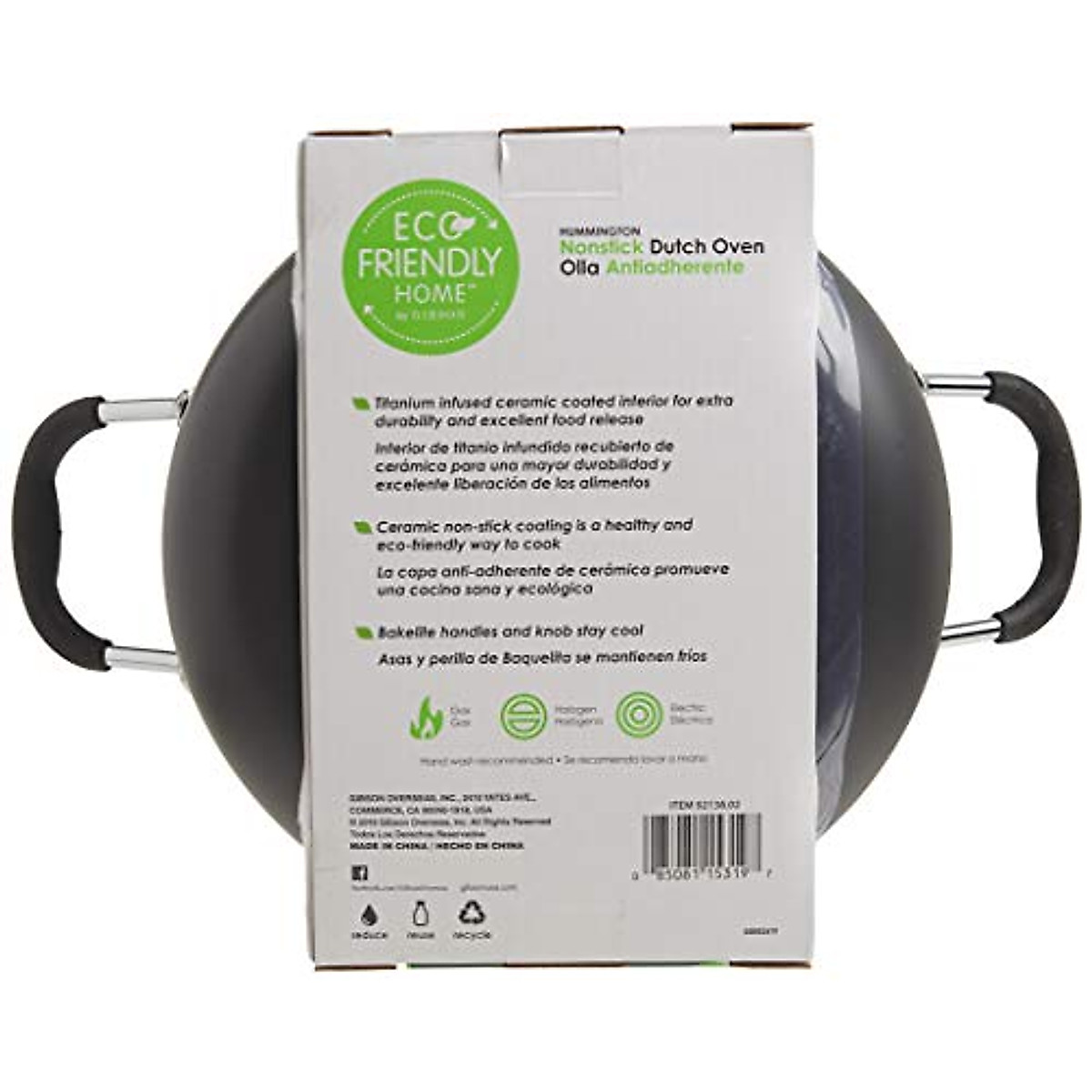 Gibson Home Eco-Friendly Hummington Forged Aluminum Non-Stick Ceramic Cookware with Soft Touch Bakelite Handle, 5-Quart Dutch Oven, Grey and Green