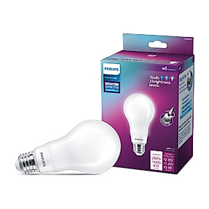 Philips LED Bright Dial Frosted A21, Non-Dimmable, Eye Comfort Technology, 2605-1600-800 Lumen, Daylight(5000), 60-100-150W, Title 20 Certified, E26 Base, 1-Pack (576355)