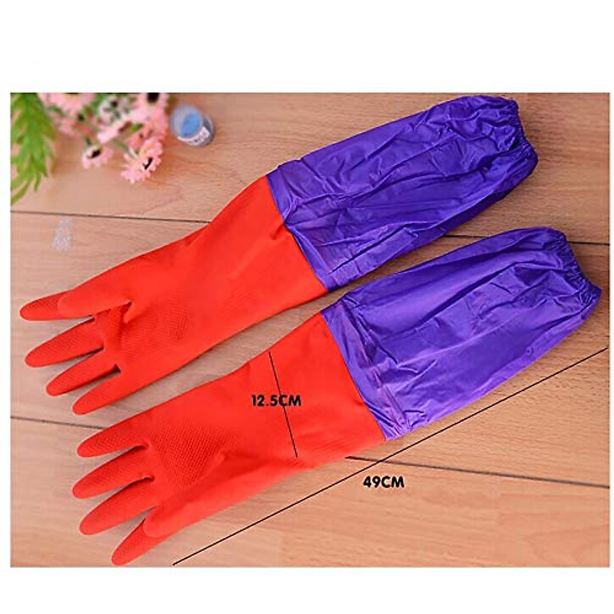 PINVNBY Fish Tank Gloves Aquarium Water Change Tools Dry Rock for Saltwater Aquariums - Elastic Forearm Seals & Prevents Leaks - Heavy-Duty Construction 19.3-Inch (1 Pair)