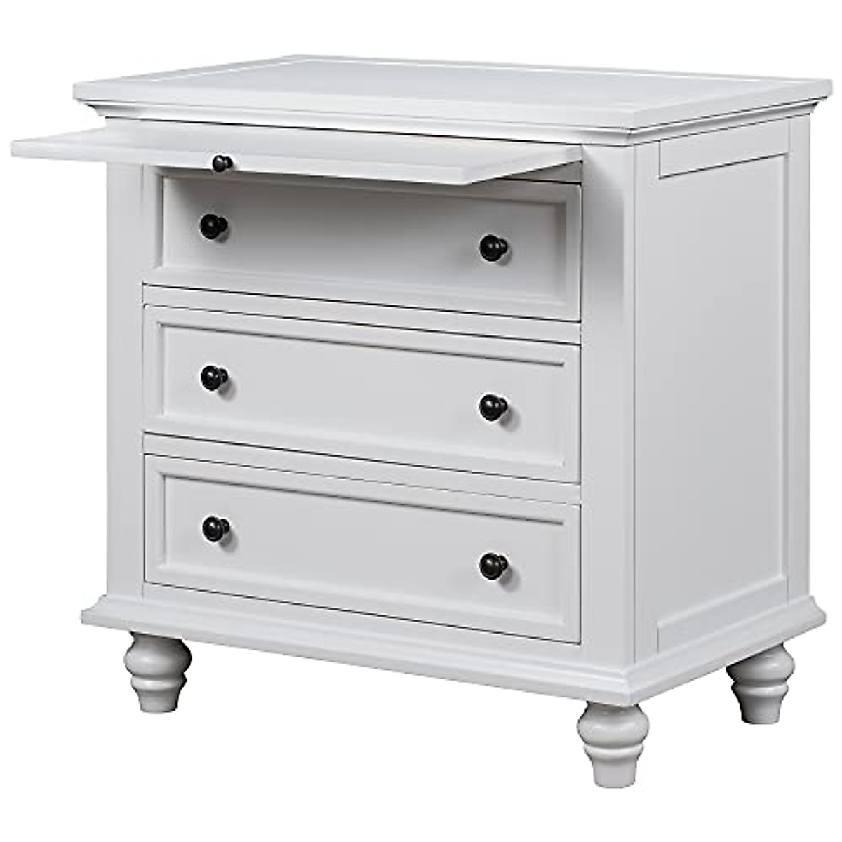 Voohek Nightstand, Bedside Night Stand Sofa Side End Tables with Drawers, for Home, Bedroom, Living Room, White#B