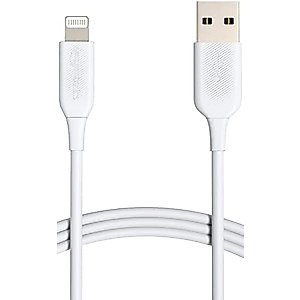 Amazon Basics USB-A to Lightning ABS Charger Cable, MFi Certified Charger for Apple iPhone 14 13 12 11 X Xs Pro, Pro Max, Plus, iPad, 6 Foot, White