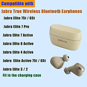 Luckvan Foam Eartips for Jabra Elite 75t/ 4 Active/ 7 Pro/Elite 3 Ear Tips Jabra Earbuds Replacement Fit Charging Case Gray White Medium