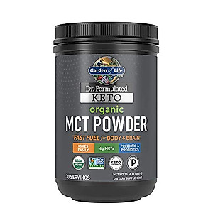Garden of Life Dr. Formulated Keto Organic MCT Powder - 30 Servings, 6g MCTs from Coconuts Plus Prebiotic Fiber & Probiotics, Certified Organic, Non-GMO, Vegan, Gluten Free, Ketogenic & Paleo