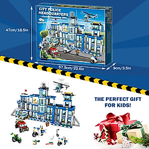 MOCREAR City Police Station Building Toy Set for Kids,Boys,1397 Pieces City Police Station Building Set, Police Station Mobile Command Center Building Blocks Kit Roleplay Toy Gifts