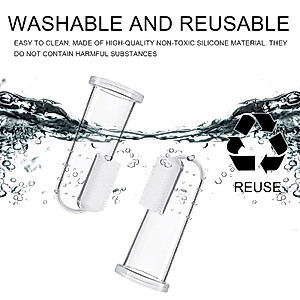 BLMHTWO 5 Pieces Dog Tooth Brushing Kit Finger Toothbrush for Dogs Cat Puppy Toothbrush with Silicone Bristles and 16 Round Particles Thickened Silicone-Layer Transparent Dog Toothbrush for All Pets