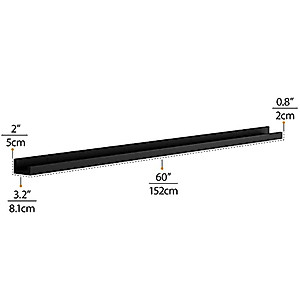Wallniture Denver 60" Picture Ledge Shelf Set of 2 for Living Room Decor, Black Long Floating Shelves for Dining Room, Hallway, Bedroom Wall Decor