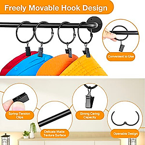 QYINXIU Hat Rack for Wall Baseball Cap，Hat Holder for Wall，Hat Organizer Storage Rack with 20 Removable Metal Clips for Closet Door Bedroom Entrance Laundry, Set of 2, Black