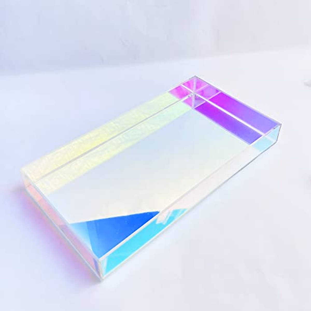 Lemonadeus Acrylic Tray Iridescent Makeup Tray Acrylic Bathroom Tray Lucite Tray Holographic Decor Tray Rainbow Tray (Rainbow)