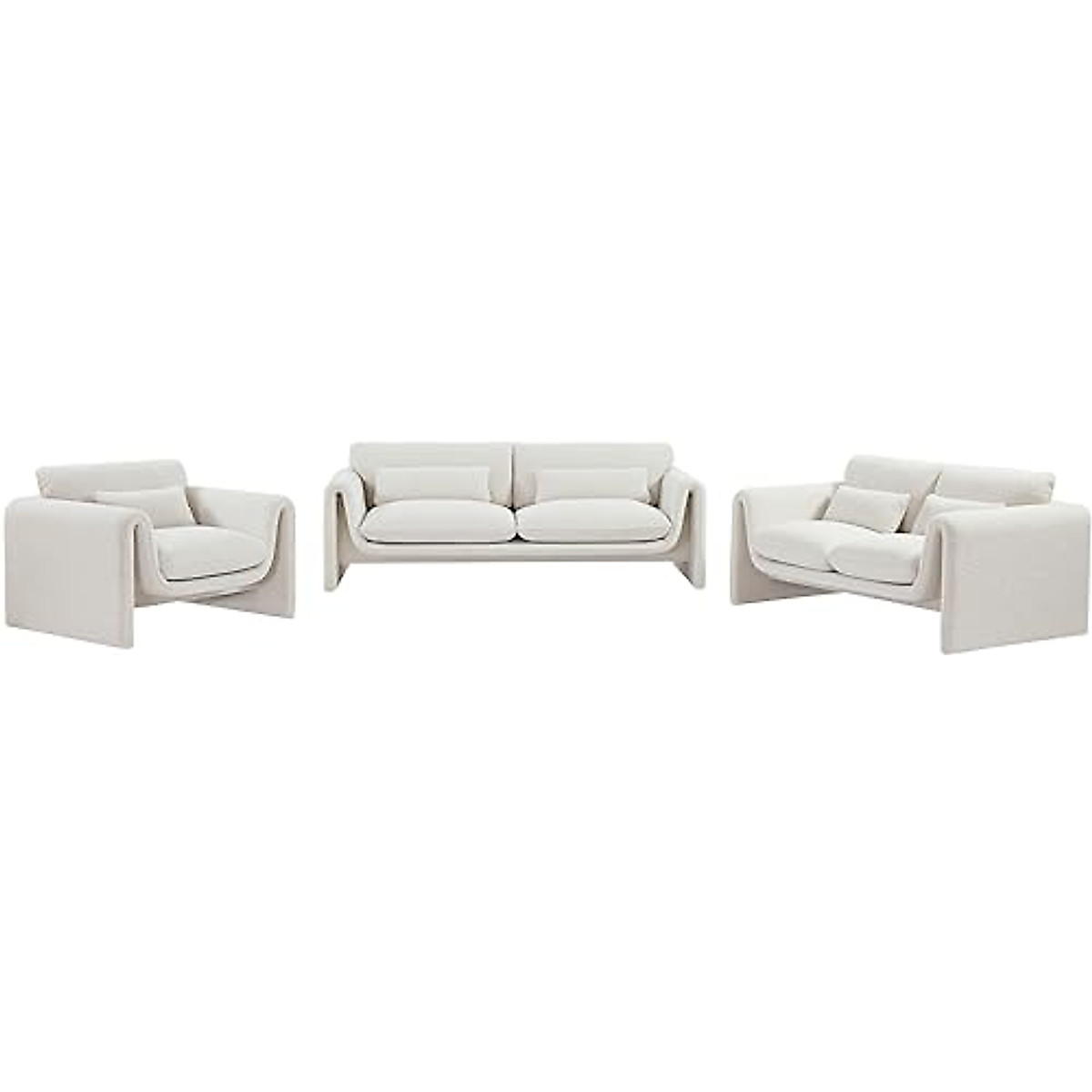 Meridian Furniture 198Cream-L Stylus Collection Modern | Contemporary Boucle Fabric Upholstered Loveseat with Rich Cream Boucle Fabric, Curved Arms, 64" W x 38" D x 31" H, Cream