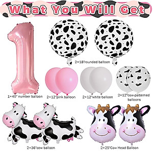 Cow Balloons, Holy Cow Im Two Birthday Decorations Girl Cow Print Balloons 2nd Birthday Party for Cow Farm Animal Theme Cowgirl First Birthday Party Supplies