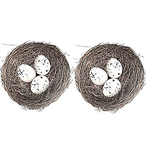 Hamiledyi Rattan Bird Nest Natural Handmade Parakeets Hut Cozy Resting Place Garden Yard Home Party Decor for Doves Canaries Finches Budgies