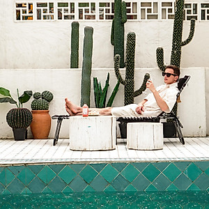 FUNDANGO Folding Outdoor Chaise Lounge Chair, 5-Position Adjustable Lounge Chair for Lawn, Patio, Beach, Sunbathing, Deck, Portable Heavy-Duty Camping Reclining Chair with Pillow, Black