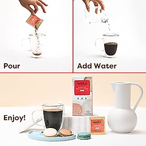 Waka Quality Instant Coffee — Decaffeinated Medium Roast — Arabica Beans & Freeze Dried — 8 Packets for Hot or Iced Premium Instant Coffee