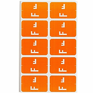 Smead AlphaZ ACCS Color-Coded Alphabetic Label, F, Orange, 100 Labels per Pack (67176)
