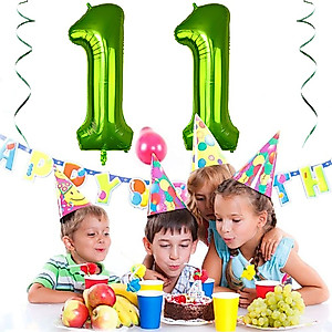 Xihuimay Number 11 Balloons 40 inch Digital Balloon Alphabet 11 Birthday Balloons Digit 11 Helium Balloons Big Balloons for Birthday Party Supplies Wedding Bachelorette Bridal Shower, Green Number 11