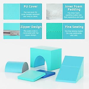 67i Toddler Foam Blocks Climbing Blocks Indoor Climbing Blocks for Toddlers 1-3 Soft Play Climbing Play Equipment Foam Blocks 5-Piece Climbing Blocks Indoor Play Foam Climbing Blocks (Blue)