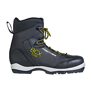 Fischer Insulated Medium Flex Synthetic Leather BCX Tour Nordic Cross Country Ski Boots, Black, 45
