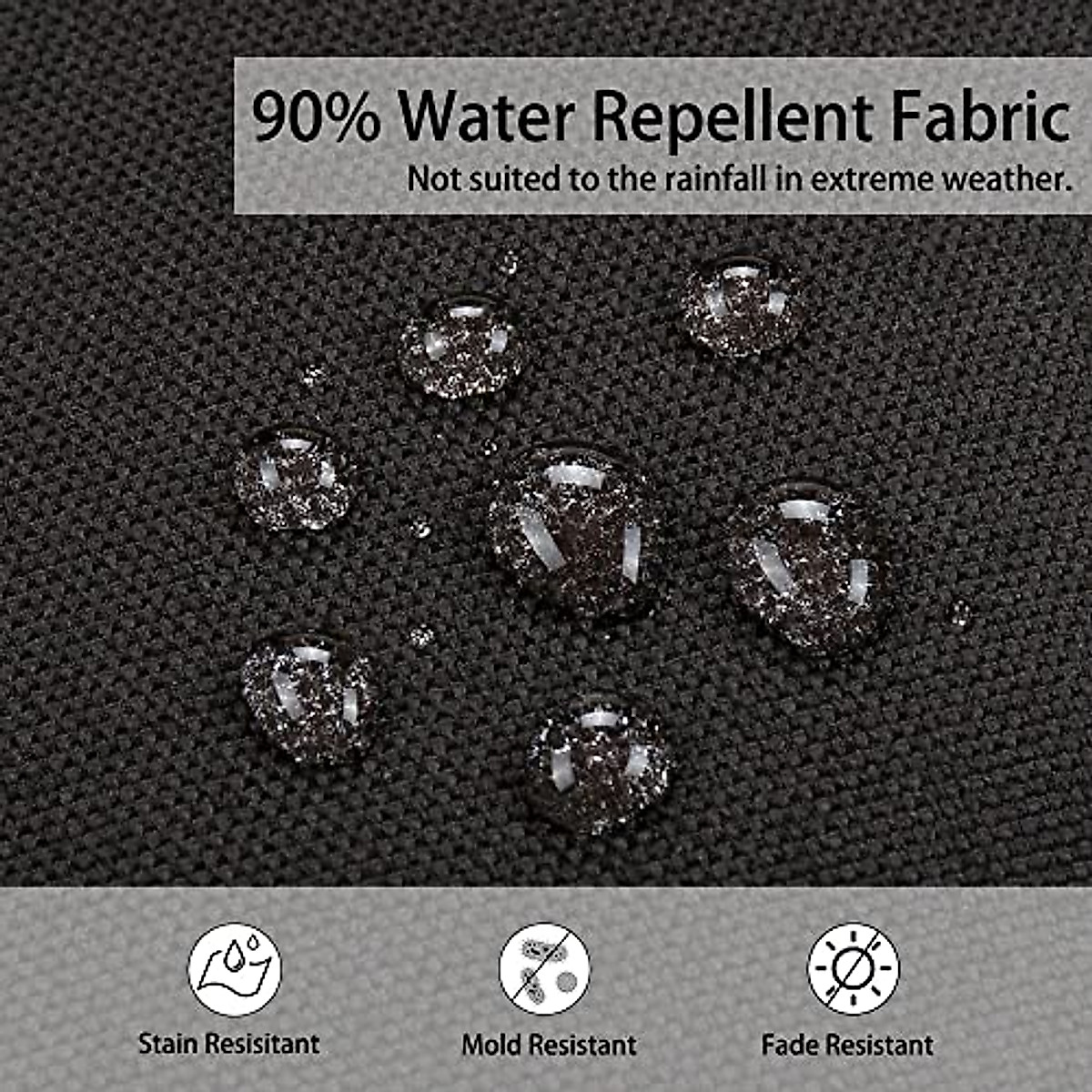 Magpie Fabrics Patio Tufted Seat Cushions 19"x19" with Ties, 2 Pack, U-Shape Waterproof Outdoor/Indoor Chair Pads for Garden Dining Office, Tatami Floor Pillow Meditation(Black Solid)