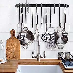 N/C Wall Mounted Coffee Mug Holder｜Coffee Cup Rack with 12 Detachable Hanging Hooks for Kitchen Organizer and Storage, Mug and Cup Display Hanger