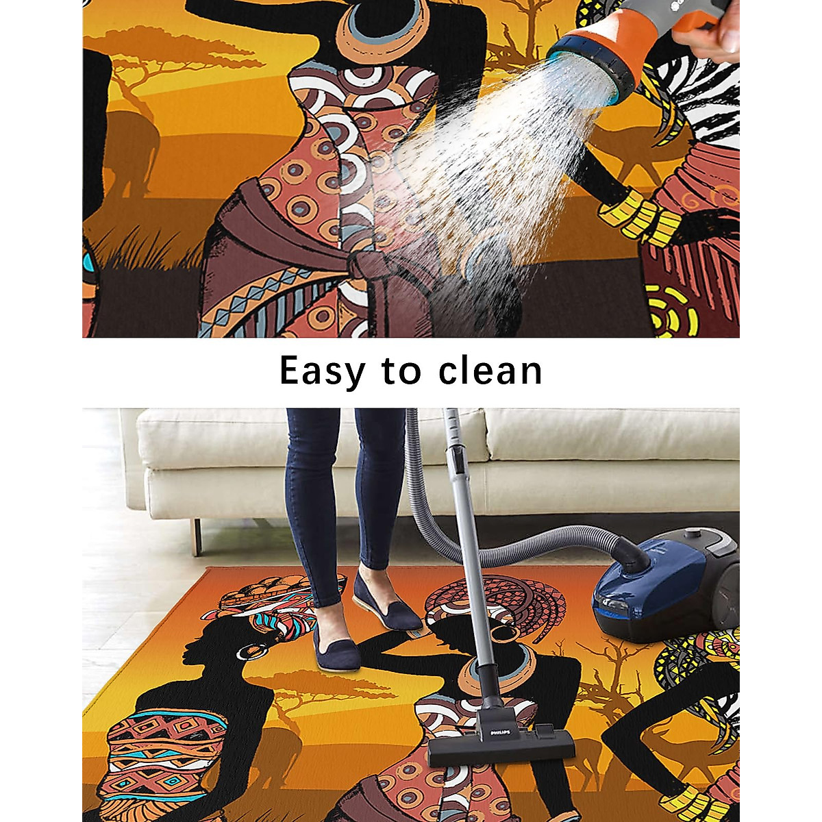 Bohemia African Women Outdoor Rugs for 4'x6' Patios Clearance, RV Camping Mat Rug Portable Outside Rug Indoor Outdoor Area Rug Mat for Beach Deck Pool Native American Indian Ethnic Tribal Boho