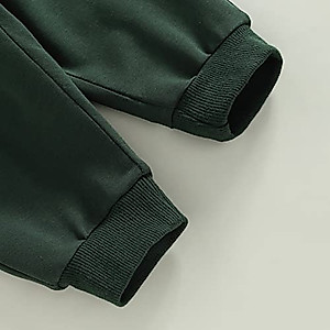 Ledy Champswiin Baby Boy Girl Sweatsuits Sportswear Toddler Kids Solid Color Outfit Hoodie Sweatshirt Tops & Pants Clothes (A1 Olive Green, 12-18 Months)