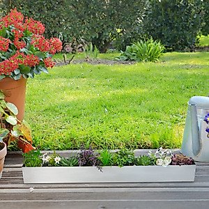 Yaomiao Rectangle Planter Box 32 Inch Window Planter Succulent Trough Rectangular Planter for Indoor Plants Succulent Box Stainless Steel Window Sill Planters Indoor Planters for Table Sill Indoor